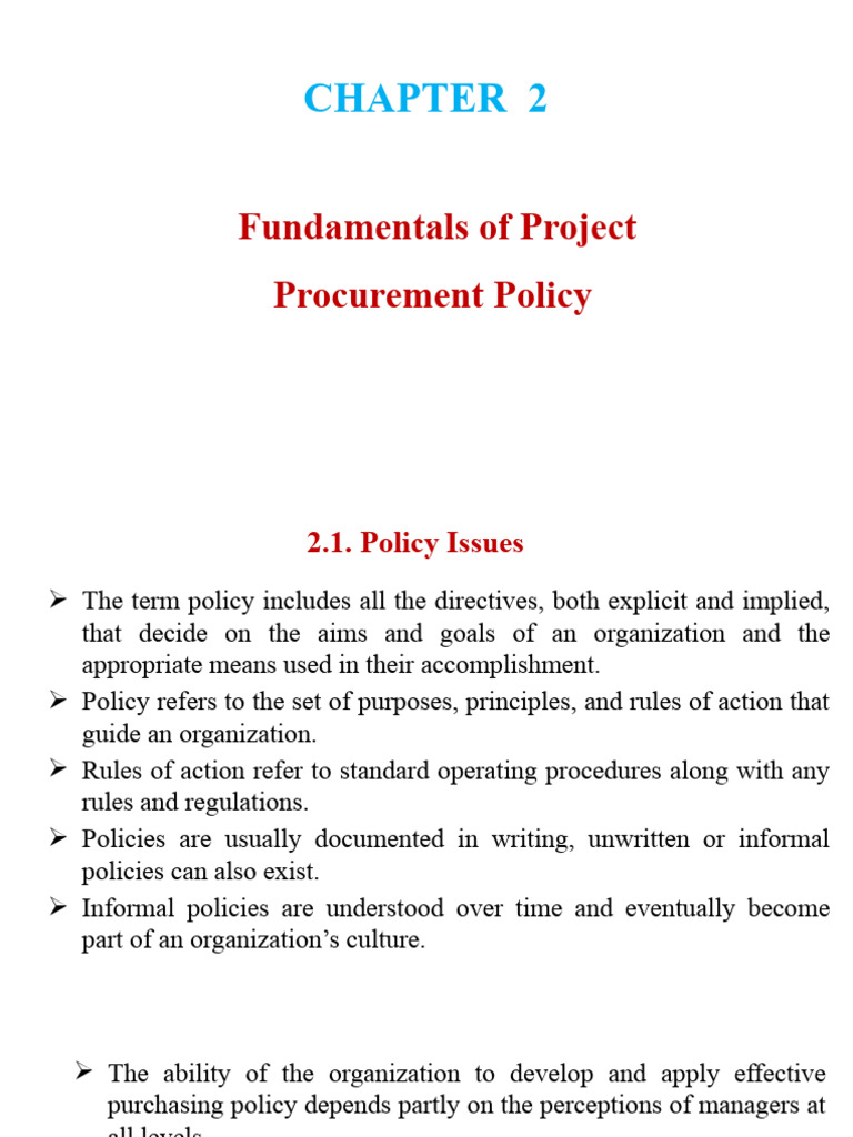 Chapter 2 Fundamentals of Project Procurement Policy | PDF ... Chapter 2 Fundamentals of Project Procurement Policy | PDF ...