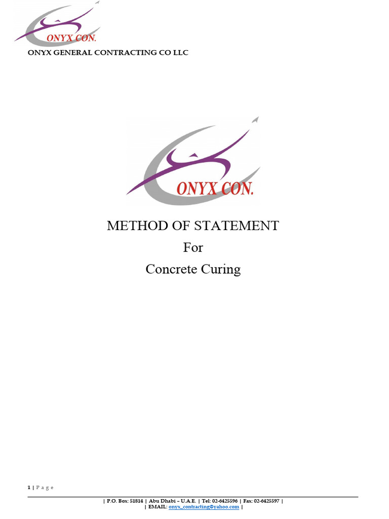 04 METHOD OF STATEMENT - Concrete Curing | PDF | Concrete | Safety