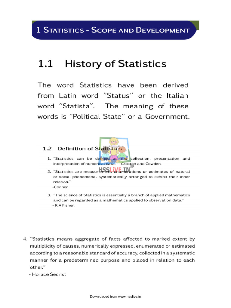 Hsslive Xi Statistics Chapter 1 Presentation | PDF | Biostatistics | Actuarial Science