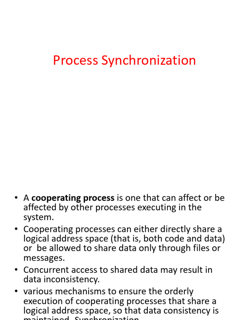 Unit 2 Part 2 Process Synchronization And Cpu Scheduling Pdf Process Computing