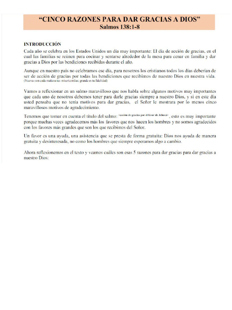 5 Razone para Dar Gracias A Dios | PDF