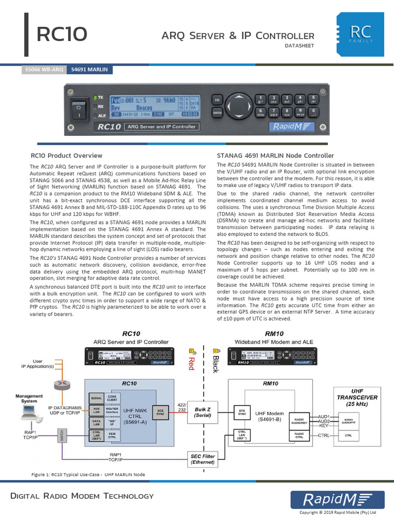 UHF Radio Network Controller - RC10 RapidM | PDF | Computer Network ...