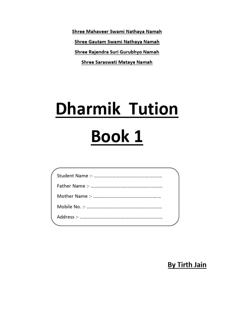 Dharmik Tution Book 1 | PDF | Indian Religions