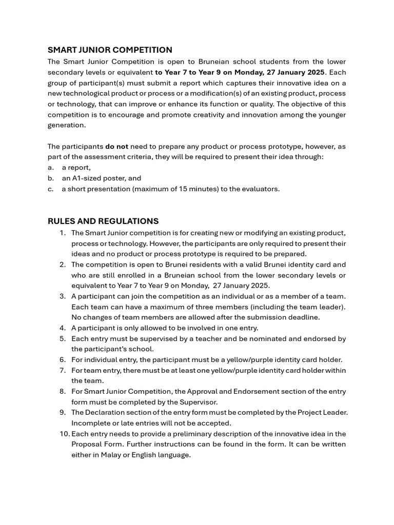 Smart Junior Competition | PDF