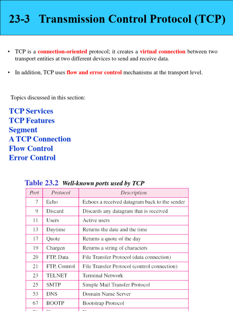 Unite5 Part 2 TCP | PDF | Transmission Control Protocol | Communications Protocols