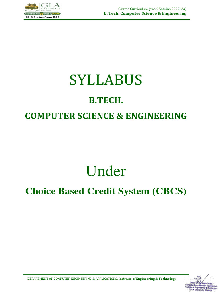 Syllabus of B.Tech (CSE) 2nd Year - With CO and PO Mapping | PDF | Computer Network | Class ...