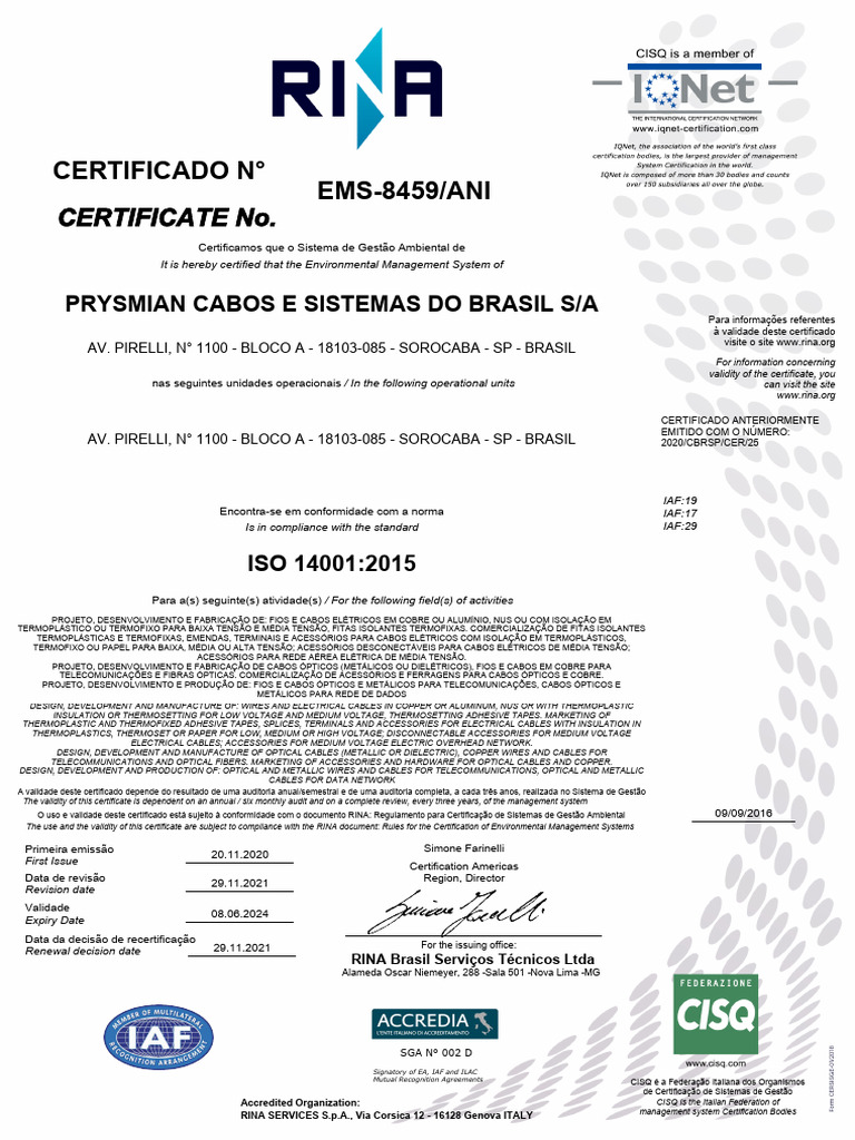 Iso 14001 - Eden - Sor - Rina - 08jun2024 - Ems-8459 Ani | PDF ...