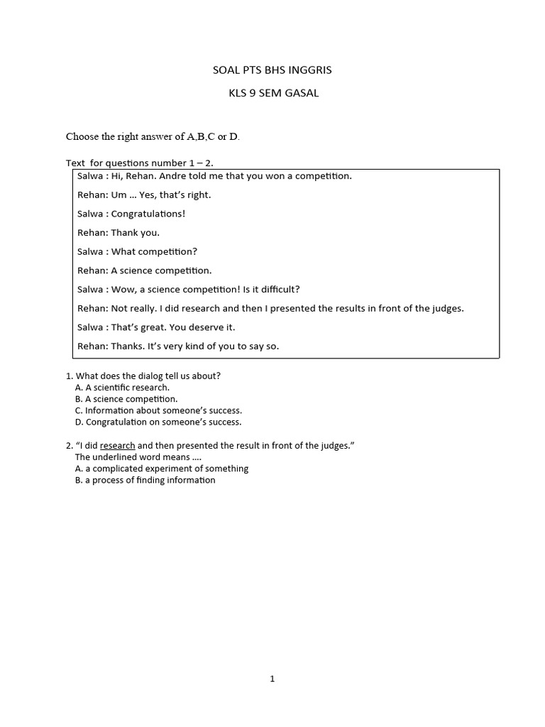 Soal PTS 9 Gasal 2022-2023 | PDF | Fat