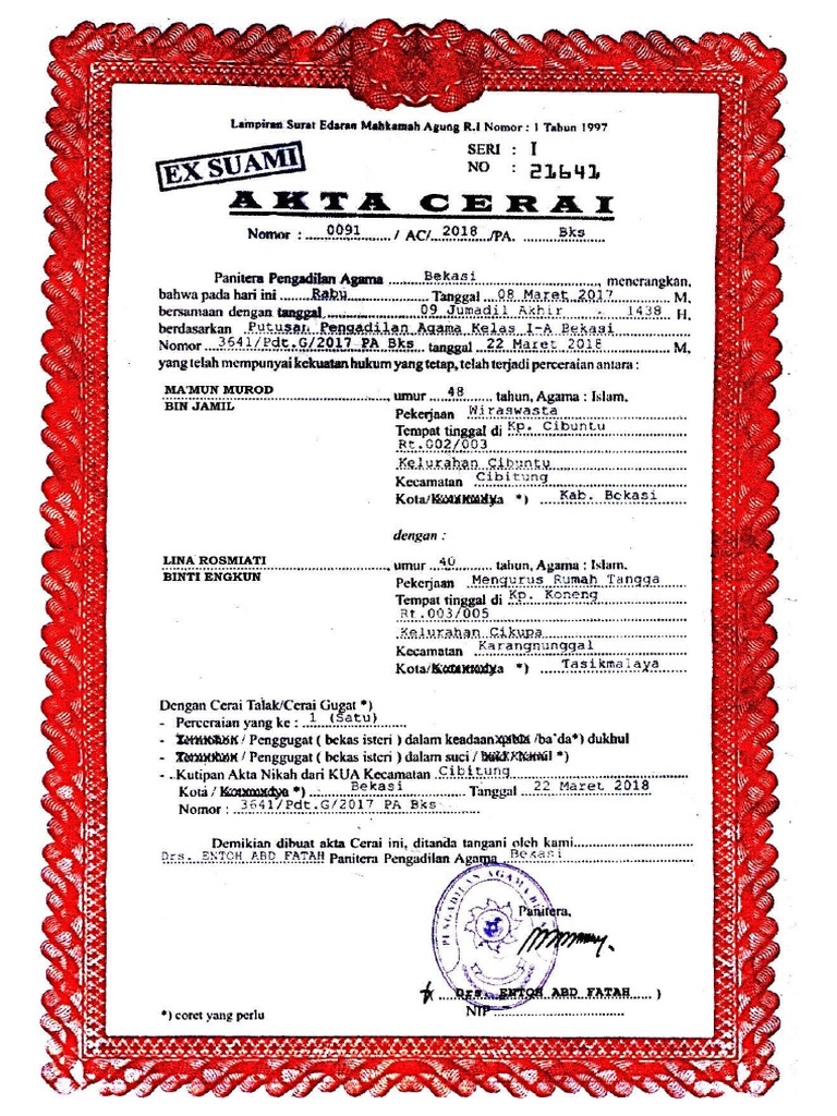 Akta Cerai Ma'mun | PDF