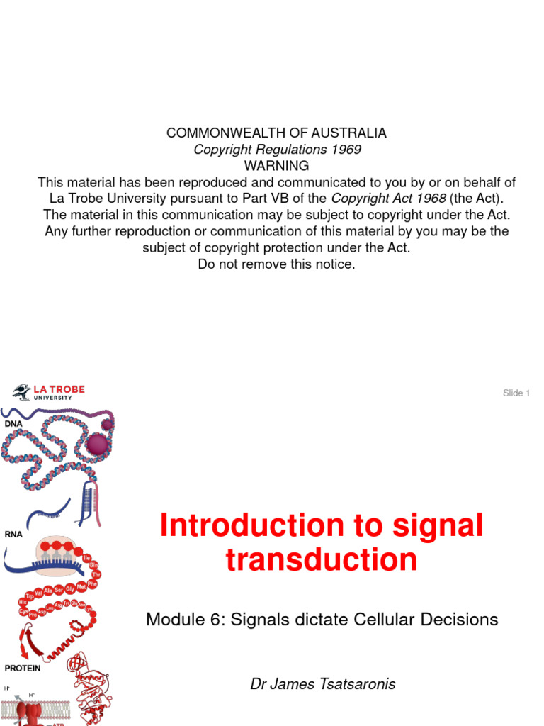 BCH2IBM - Week 11 - 1 Signal Transduction Overview | PDF | Cell Signaling | Signal Transduction
