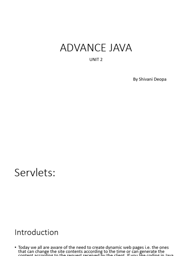Advance Java - Unit2 | PDF | Web Server | Internet & Web