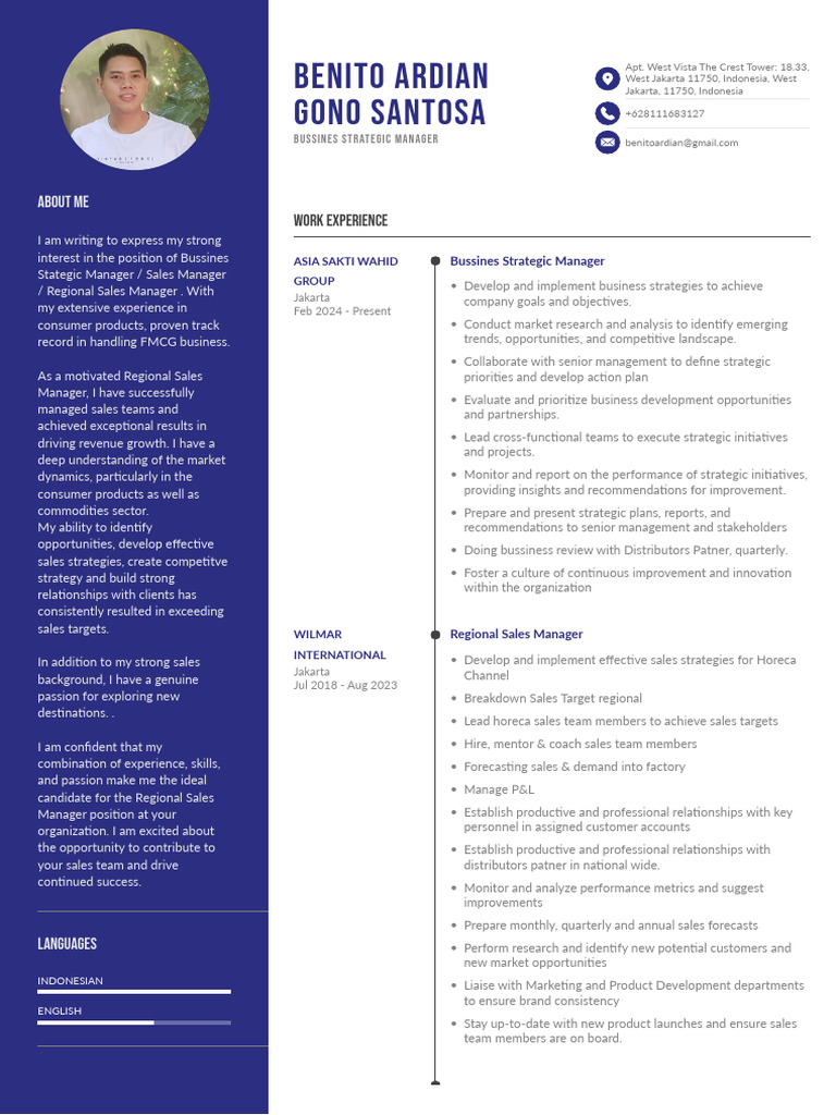 CDT FS MGR BENITO ARDIAN CV UPDATE 2024 | PDF | Strategic Management | Business