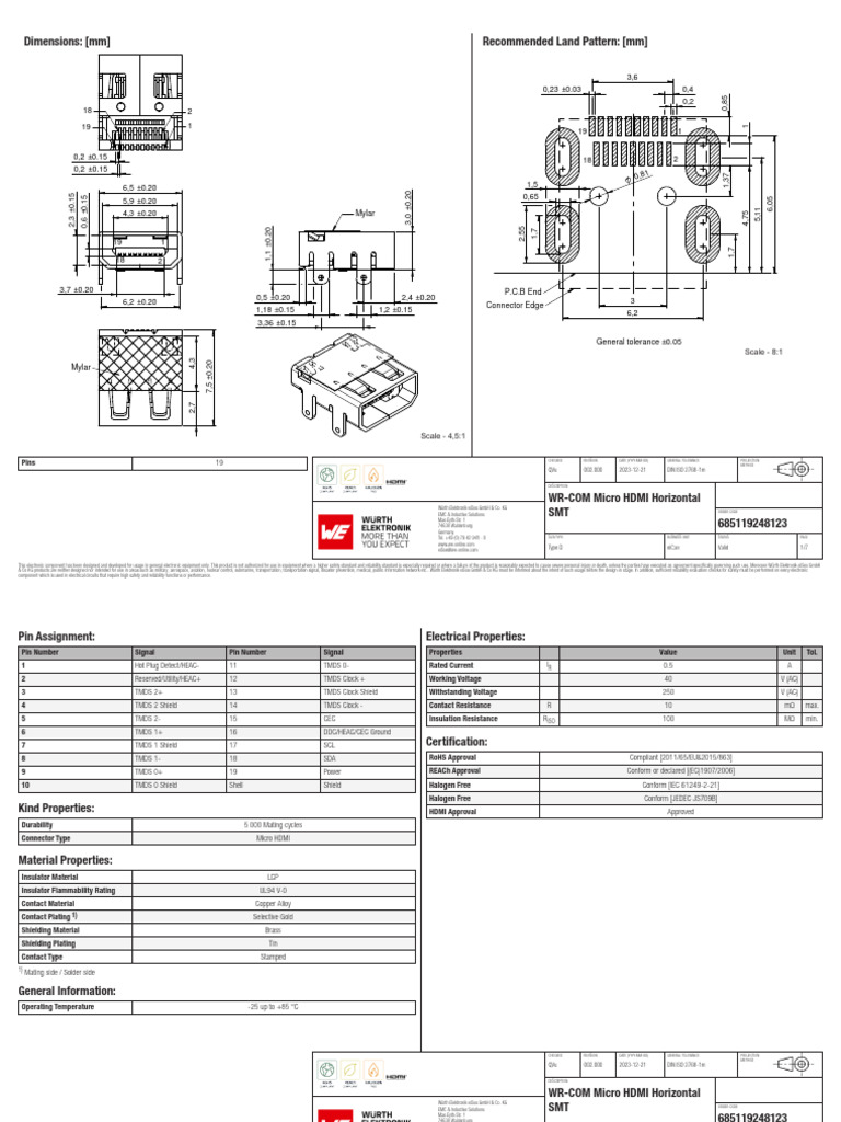 Dimensions: (MM) Recommended Land Pattern: (MM) : Scale - 8:1 | PDF ...
