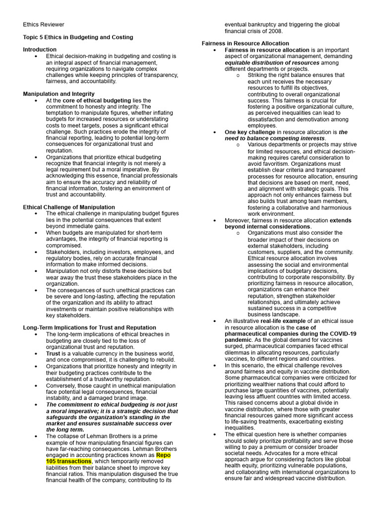 Ethics Reviewer | PDF | Corporate Social Responsibility | Sustainability