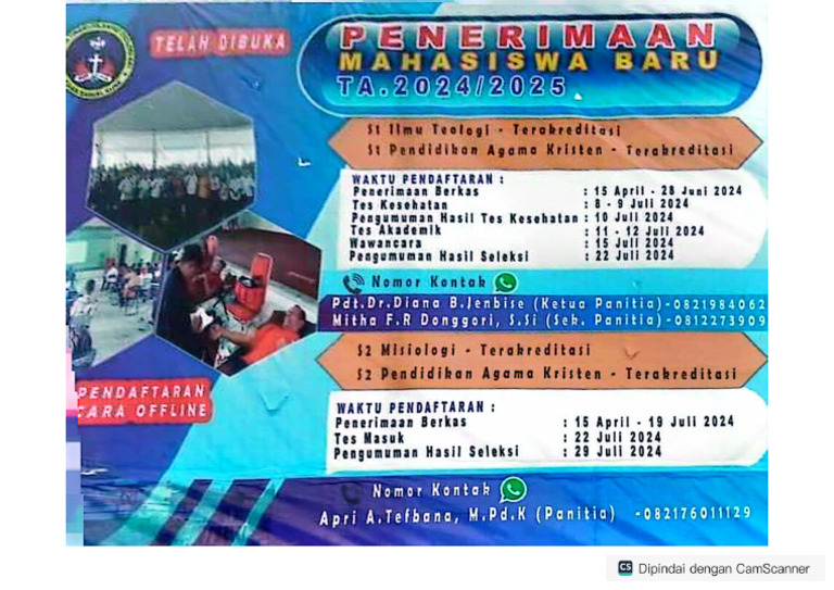 Brosur Penerimaan Mahasiswa Baru Stft-gki i.s Kijne Jayapura | PDF