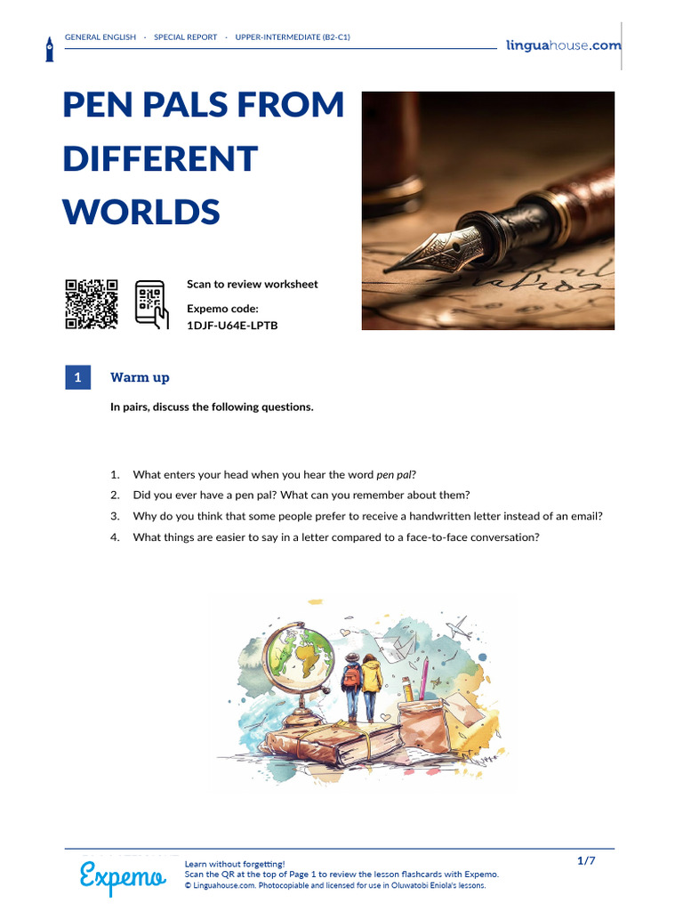 Pen Pals From Different Worlds British English Teacher | PDF ...