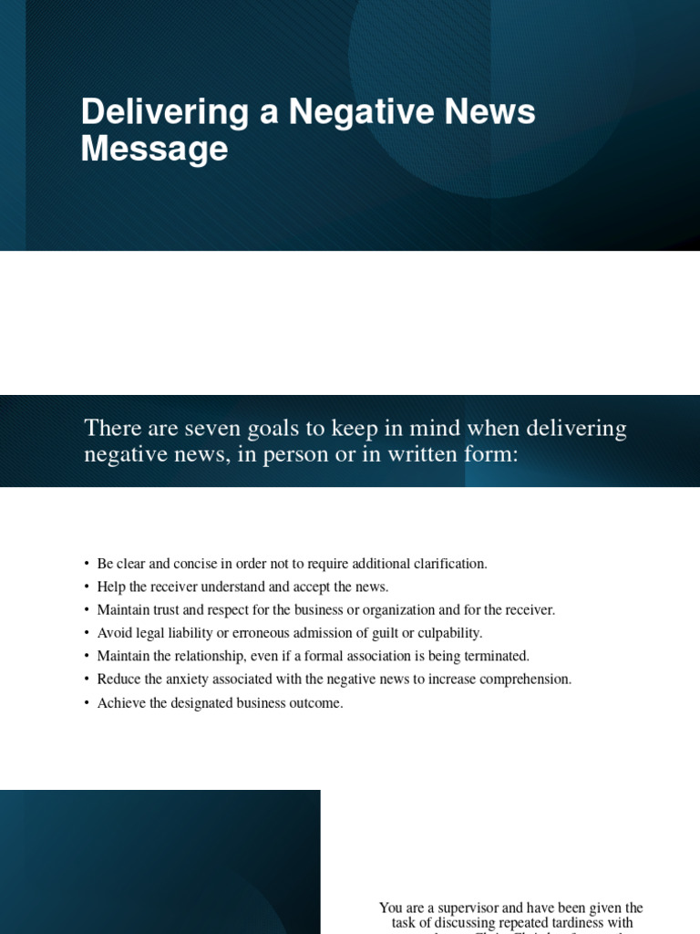 Effective Strategies for Negative News Delivery | PDF | Defamation | News