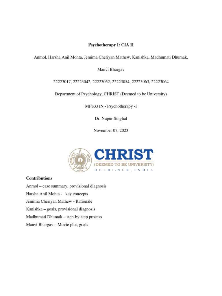 Psychotherapy CIA II | Download Free PDF | Psychological Trauma | Cognitive Behavioral Therapy