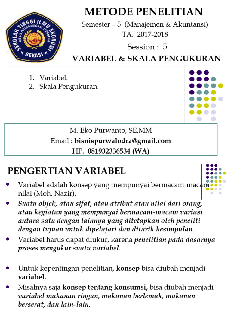 Variabel dan Skala Pengukuran Penelitian | PDF | Karier & Perkembangan