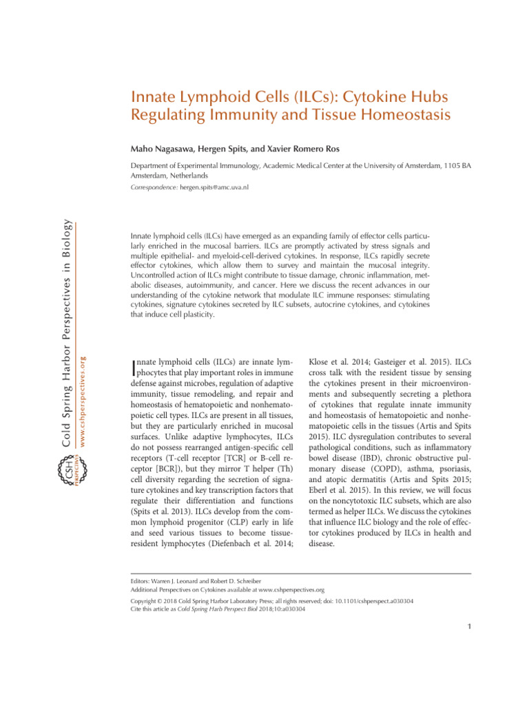 ILCs Cytokine Hubs | PDF | Immune System | Natural Killer Cell