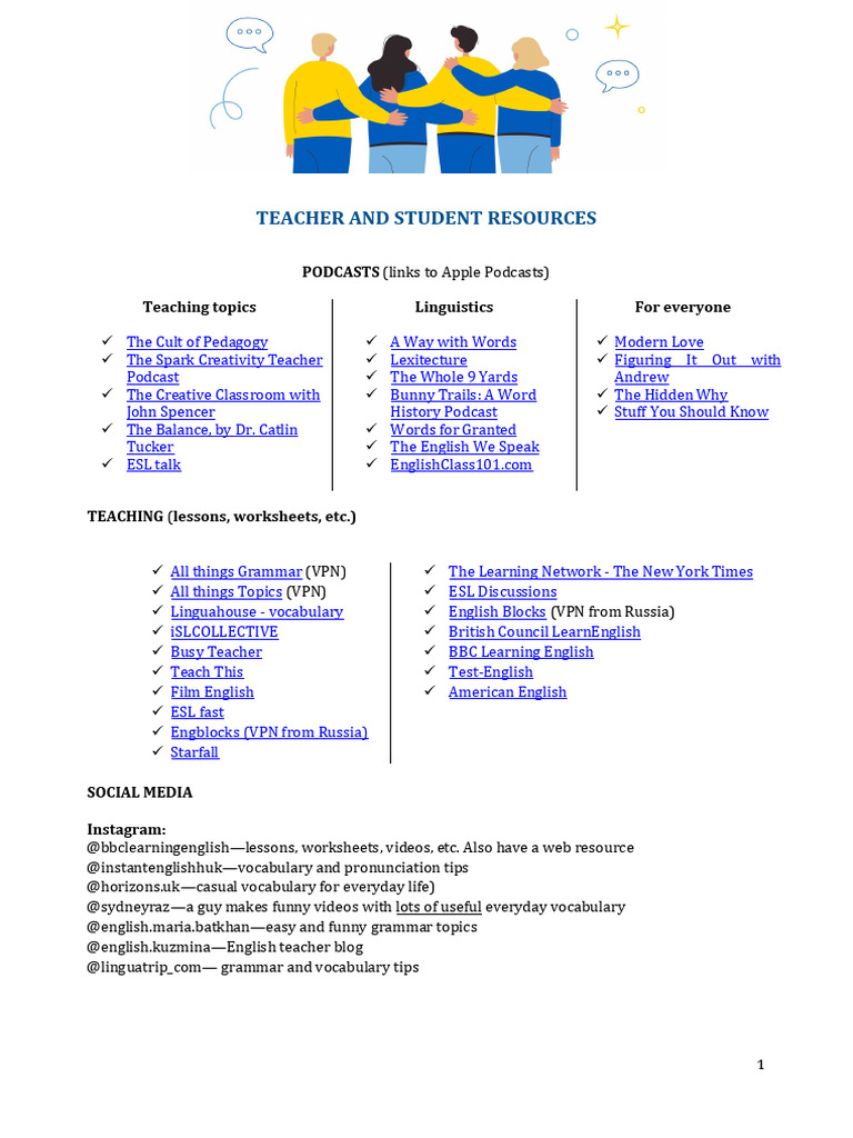 Teacher And Student Online Resources Pdf English Language English