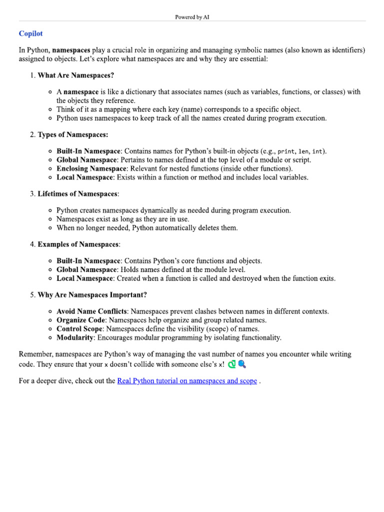 PYTHON Namespaces | PDF