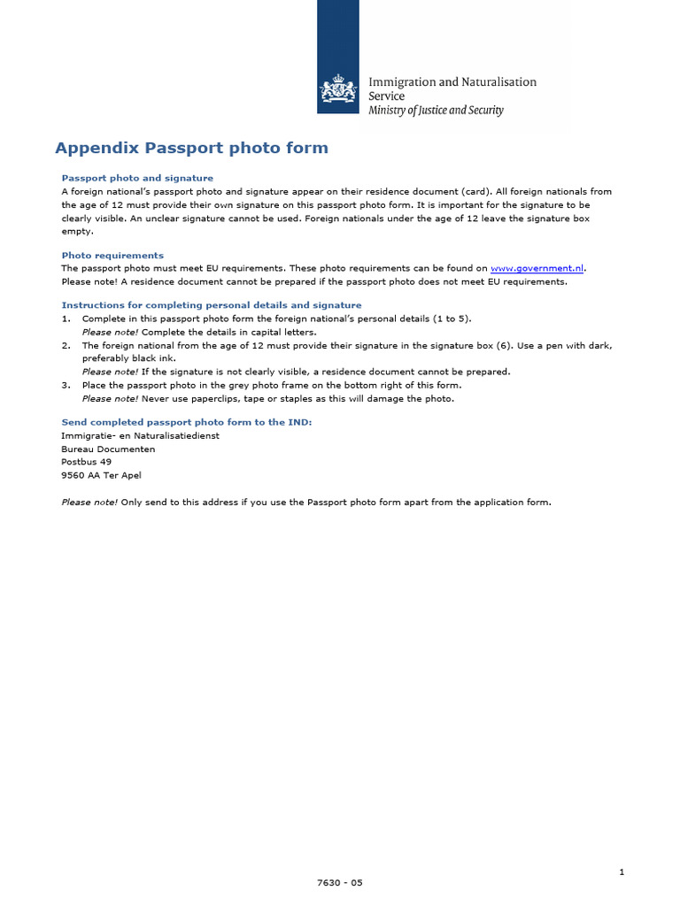 Appendix Passport Photo Form | PDF | Government And Personhood