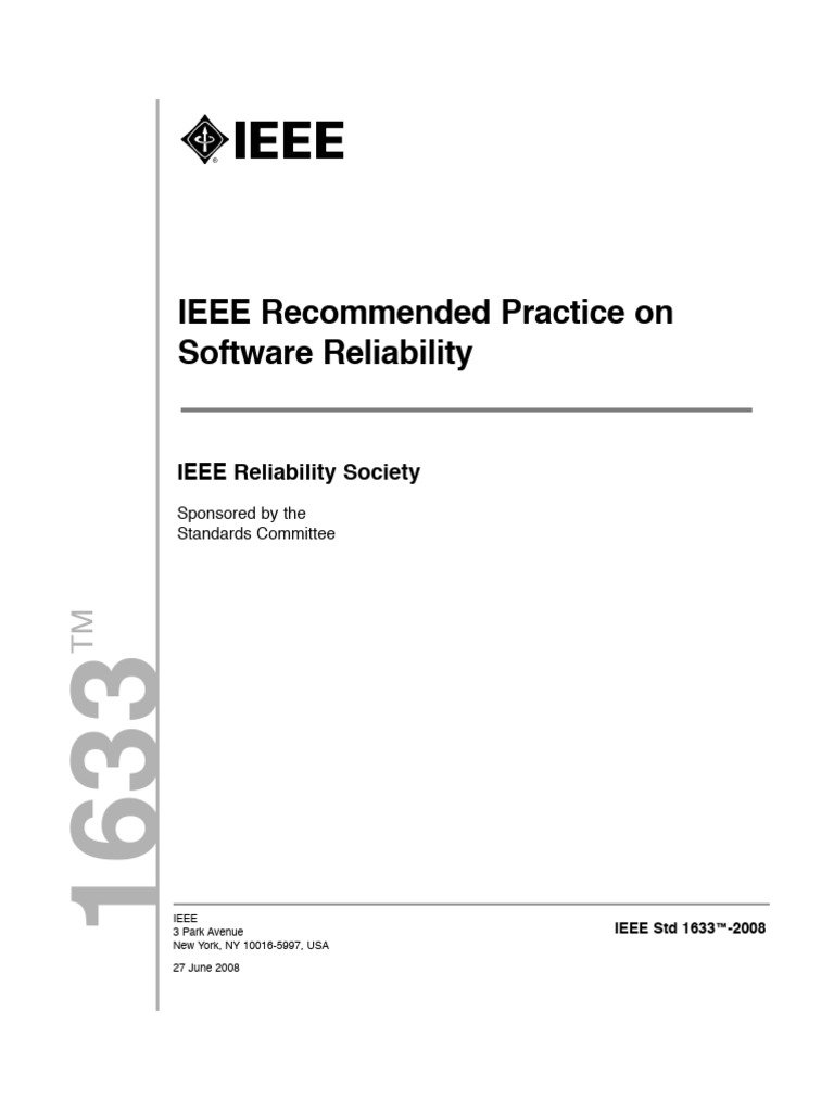 IEEE 1633-2008 Software Reliability | PDF | Reliability Engineering | Software