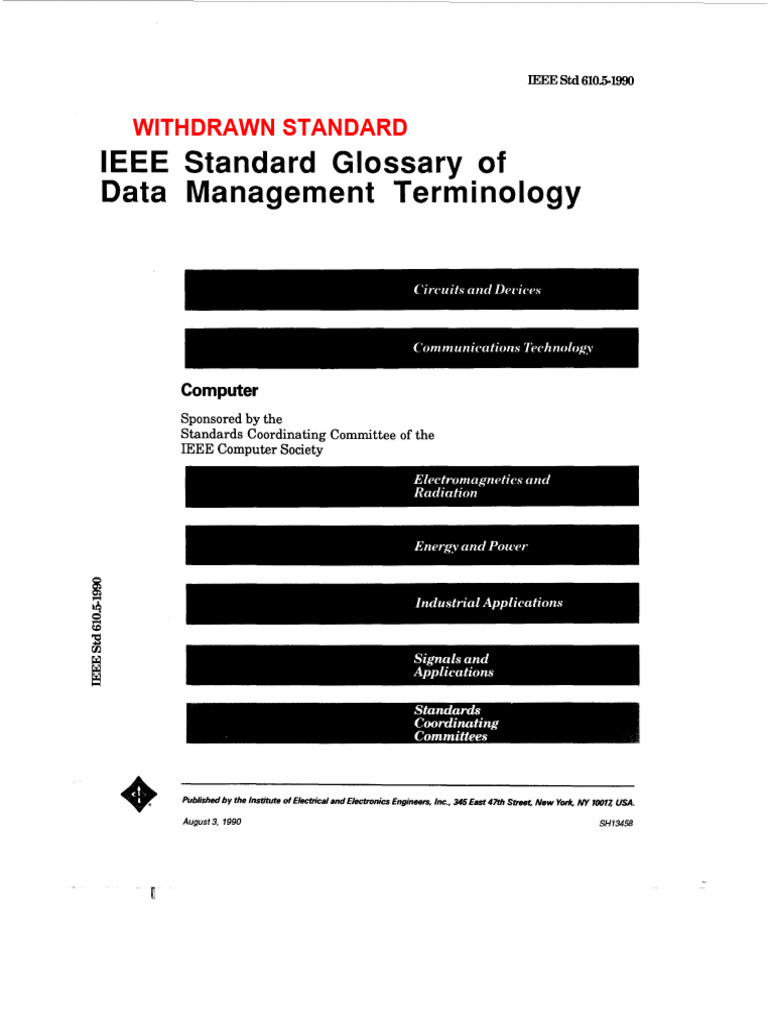 IEEE 610-5-1990 - w2000 Glossary of Data Management Terminology | PDF | Databases | Binary Coded ...