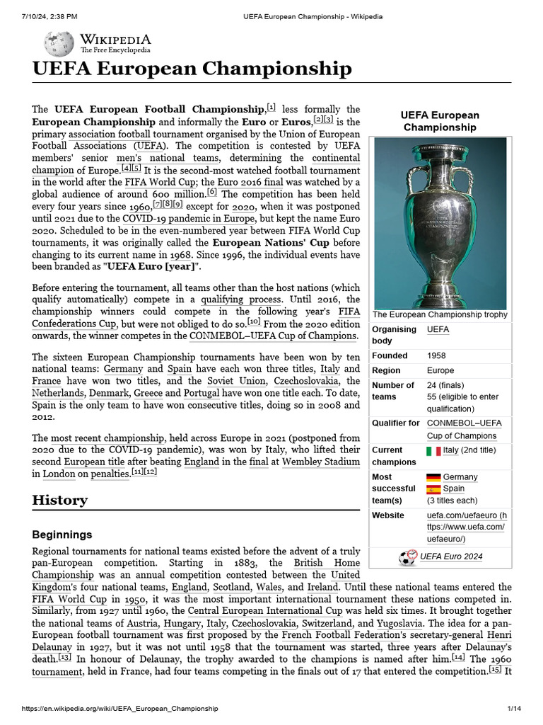 UEFA Euro: Europe's Premier Tournament | PDF | National Association ...