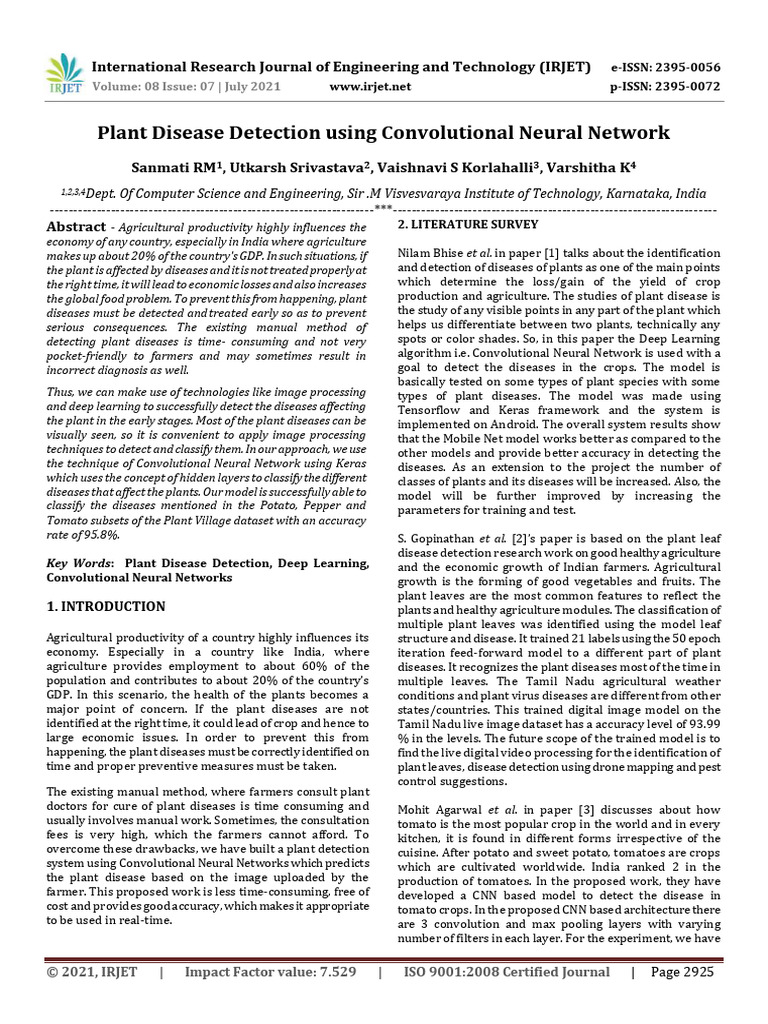 Plant Disease Detection Using Convolutio | PDF | Deep Learning ...