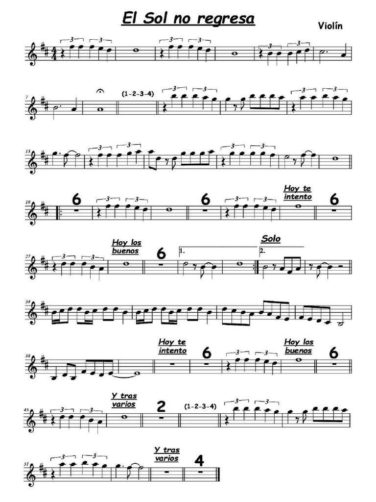 El Sol No Regresa - Violín | PDF