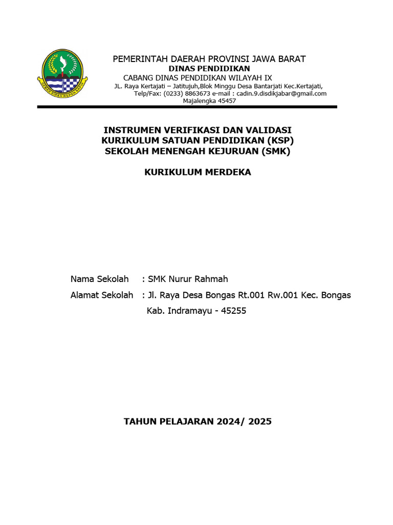 Instrumen Verifikasi KSP SMK_2024 | PDF