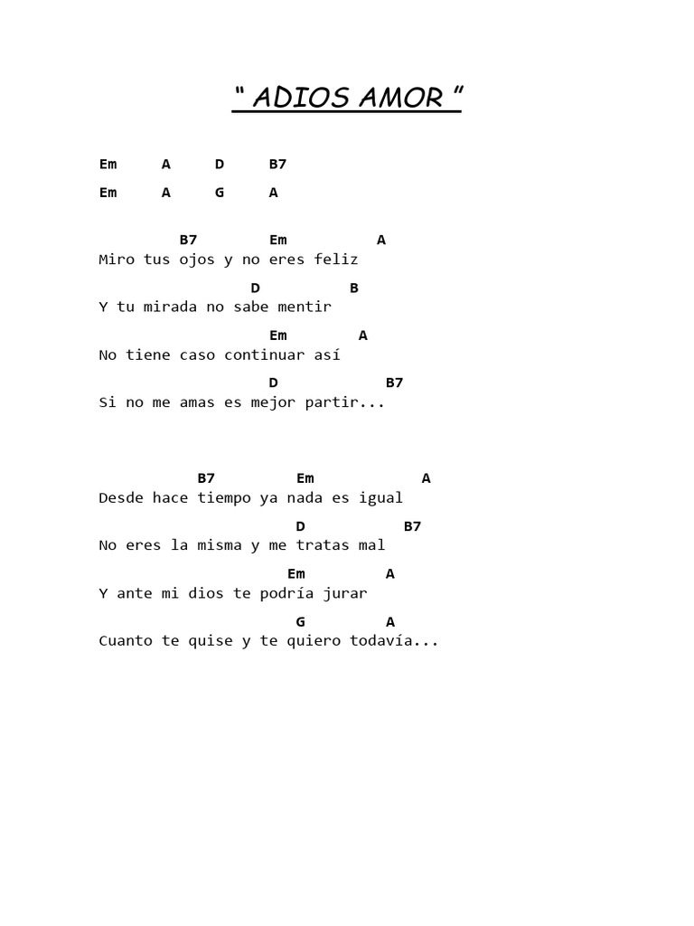 Letra de "Adiós Amor" - Análisis y Significado | PDF