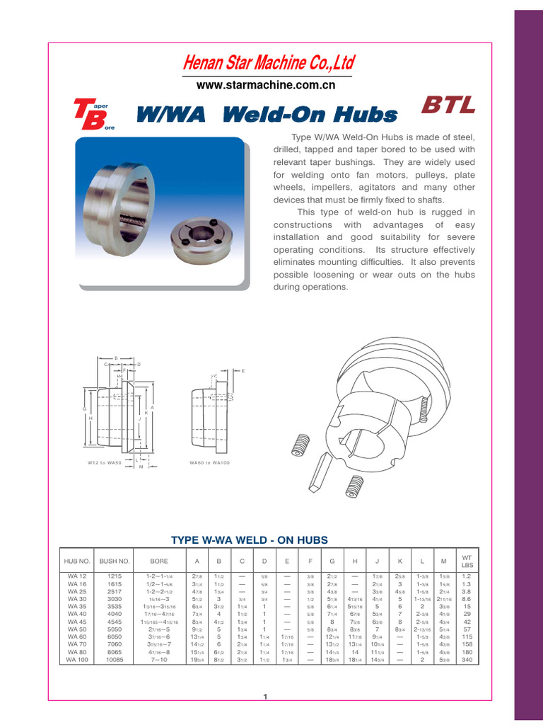 Catalogs of Weld-On Hubs | Download Free PDF | Machines | Tools