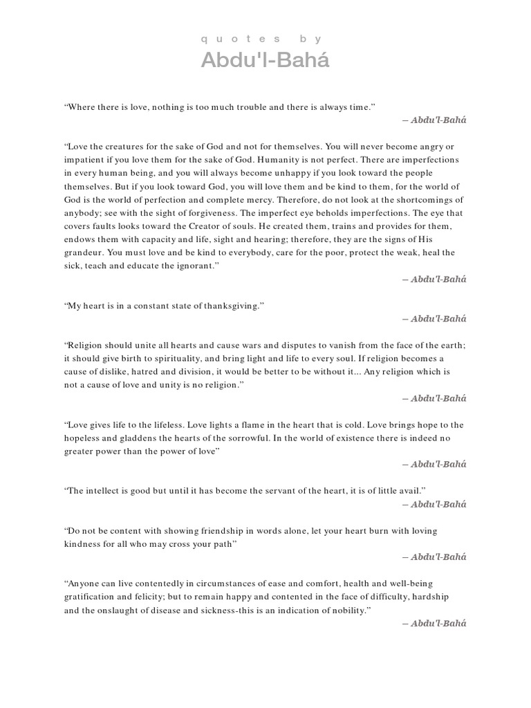 Quotations by 'Abdu'l-Baha | PDF | God | Love