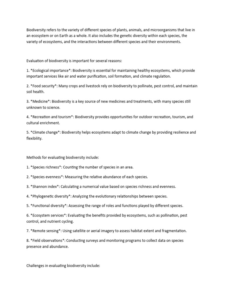 Assignment 2 (Evolution and Concept of Biodiversity) | PDF ...
