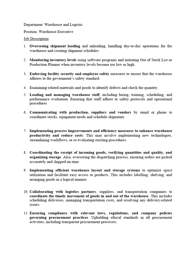 JD Warehouse Executive | PDF | Business