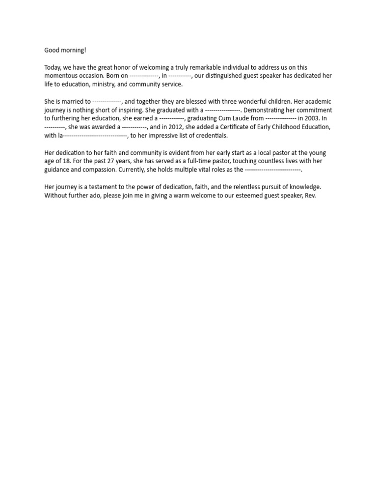Introduction To Guest Speaker | PDF | Social Science