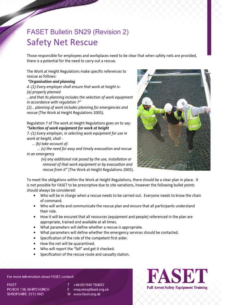 FASET SN 29 Safety Net Rescue Rev 2 | PDF | Occupational Safety And ...