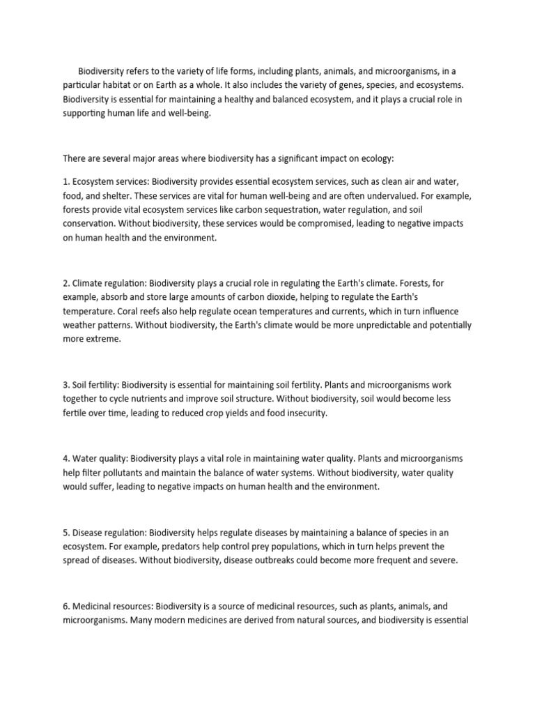 Assignment (Effects of Biodiversity On Ecology) | PDF | Biodiversity | Soil