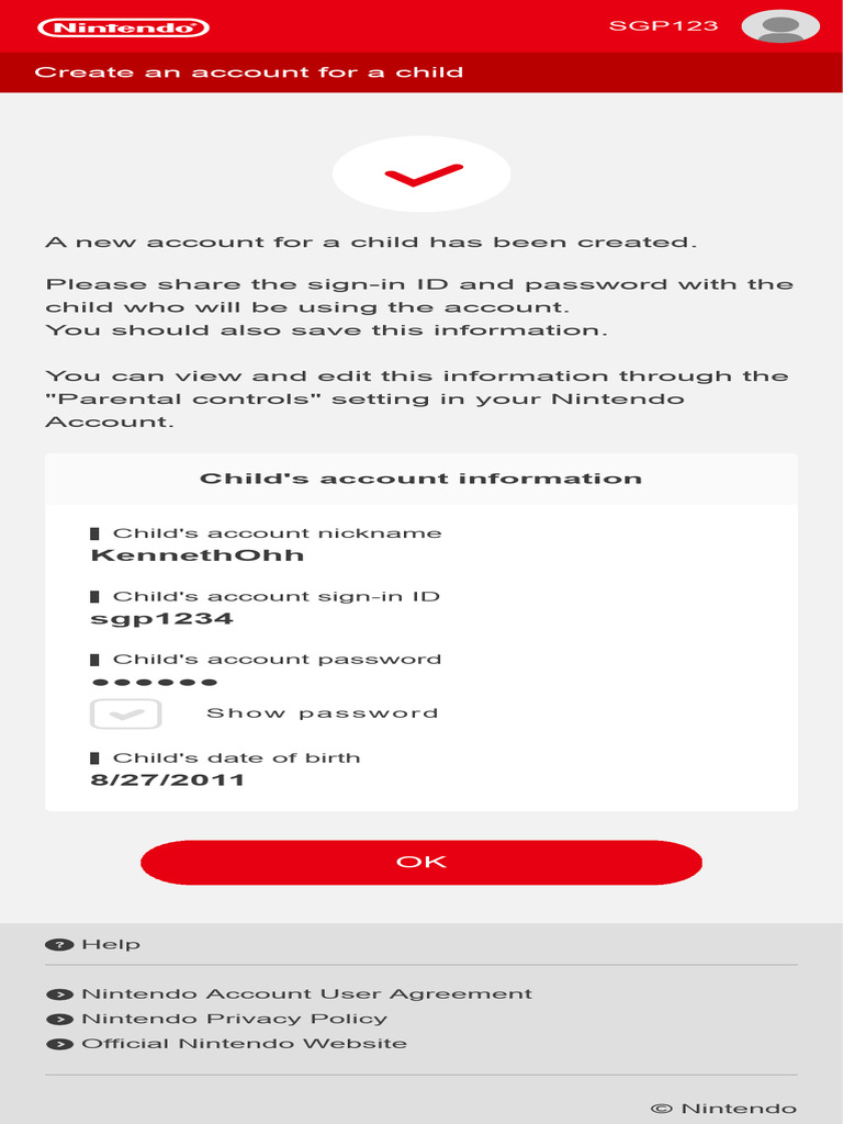 Child Nintendo Account Setup Guide | PDF | Law