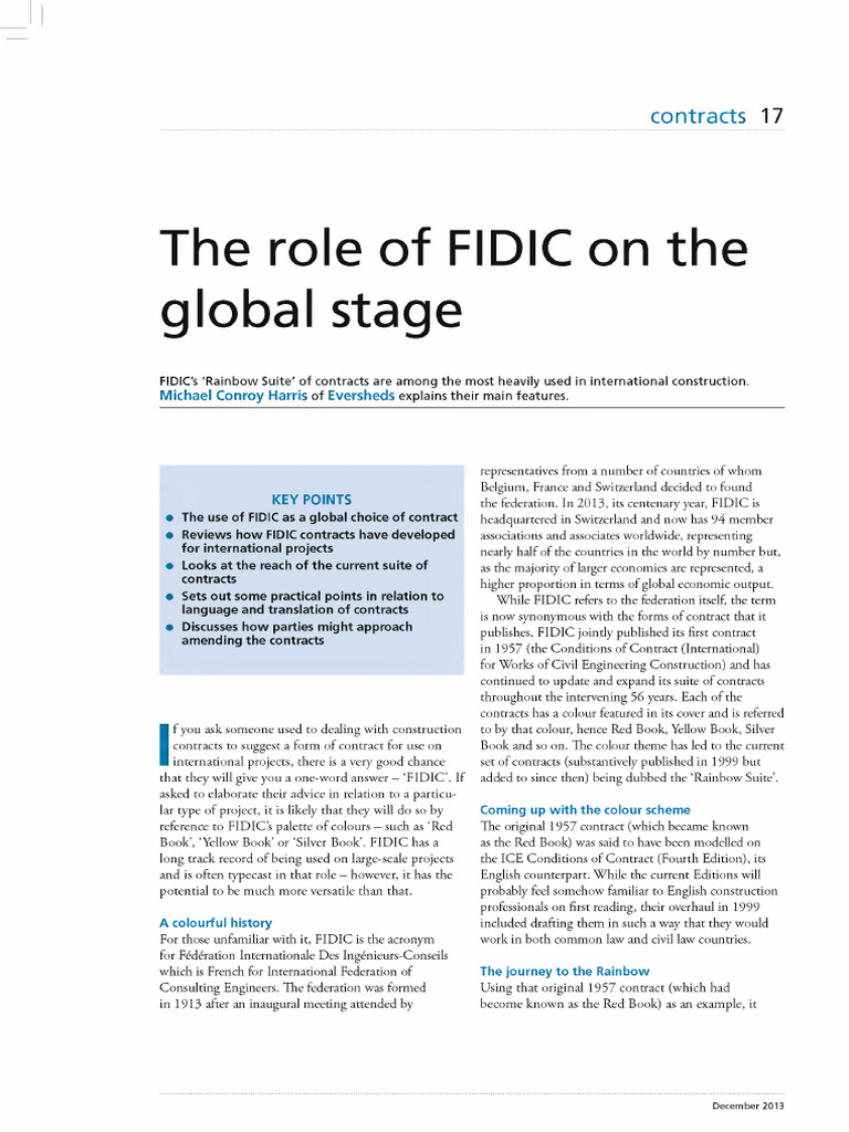 4.1. The Role of FIDIC On The Global Stage | PDF