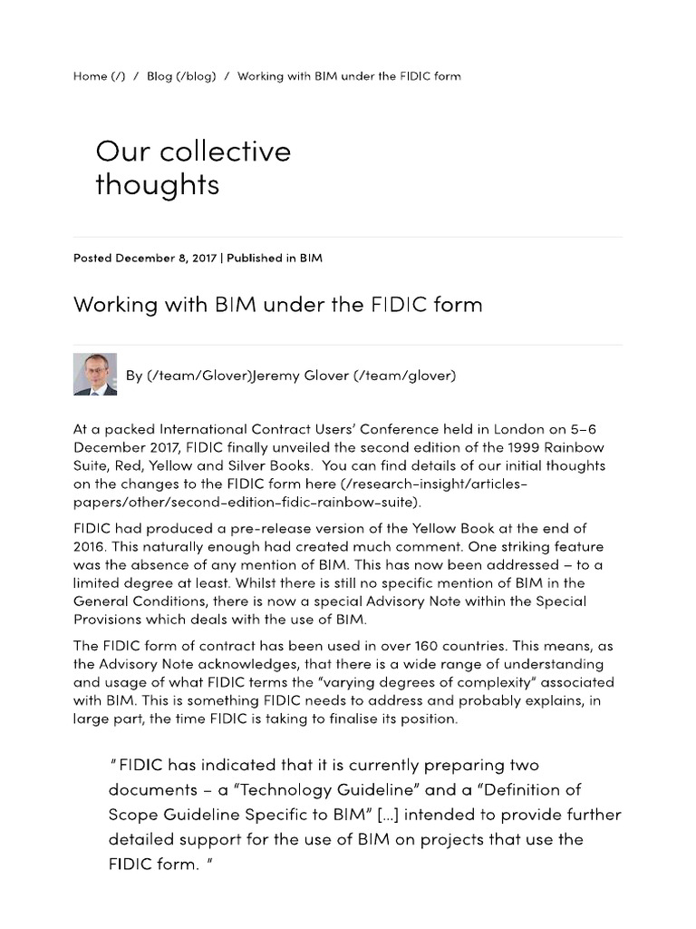 5.1. Working With BIM Under The FIDIC Form | PDF