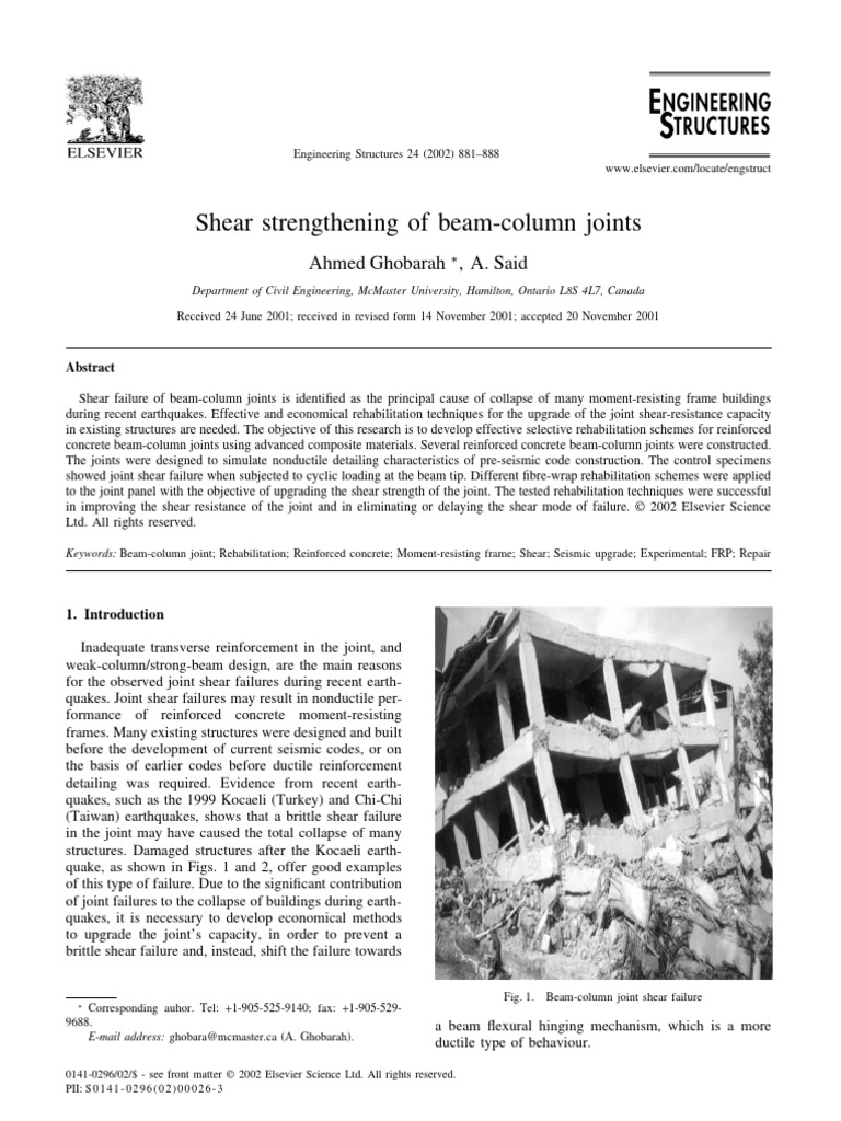 Shear Strengthening of Beam Column Joint | PDF | Fibre Reinforced ... Shear Strengthening of Beam Column Joint | PDF | Fibre Reinforced ...