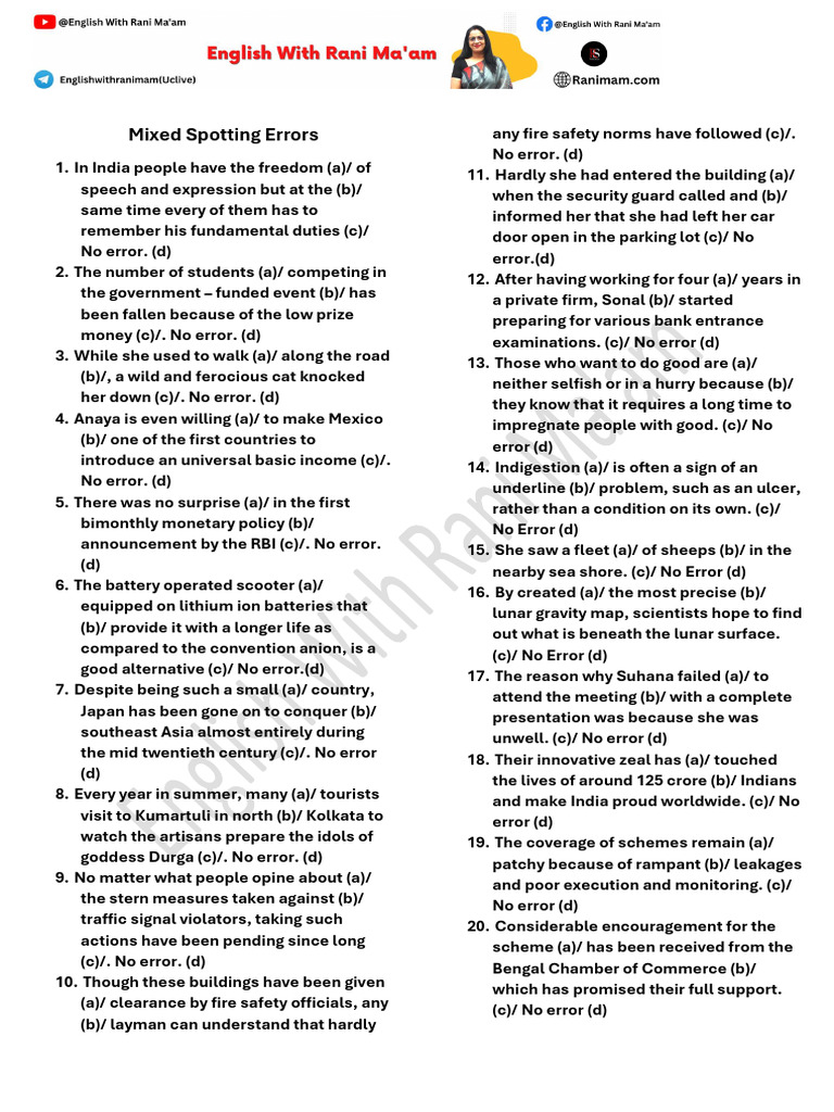 193) 26 Mixed Errors (Doubt Batch) | PDF