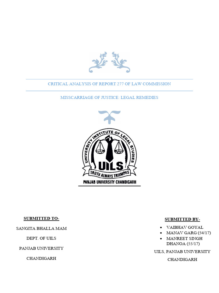 CRPC Project - Sem 5 | PDF | Miscarriage Of Justice | Damages