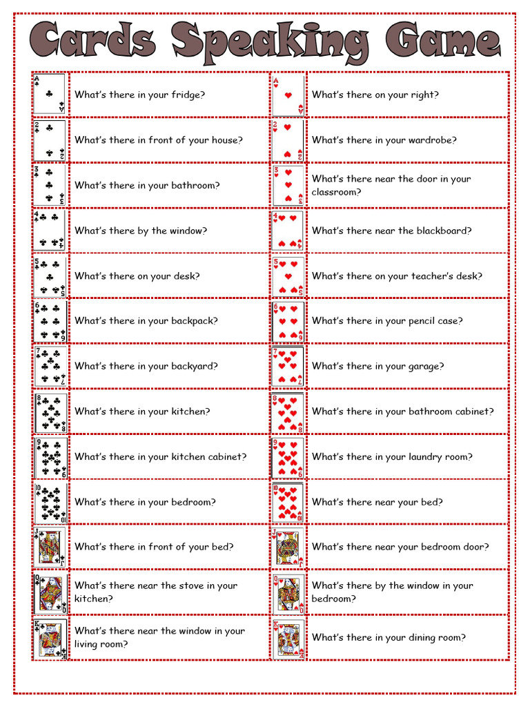 Cards Speaking Game There Be Fun Activities Games Games - 145772 | PDF ...