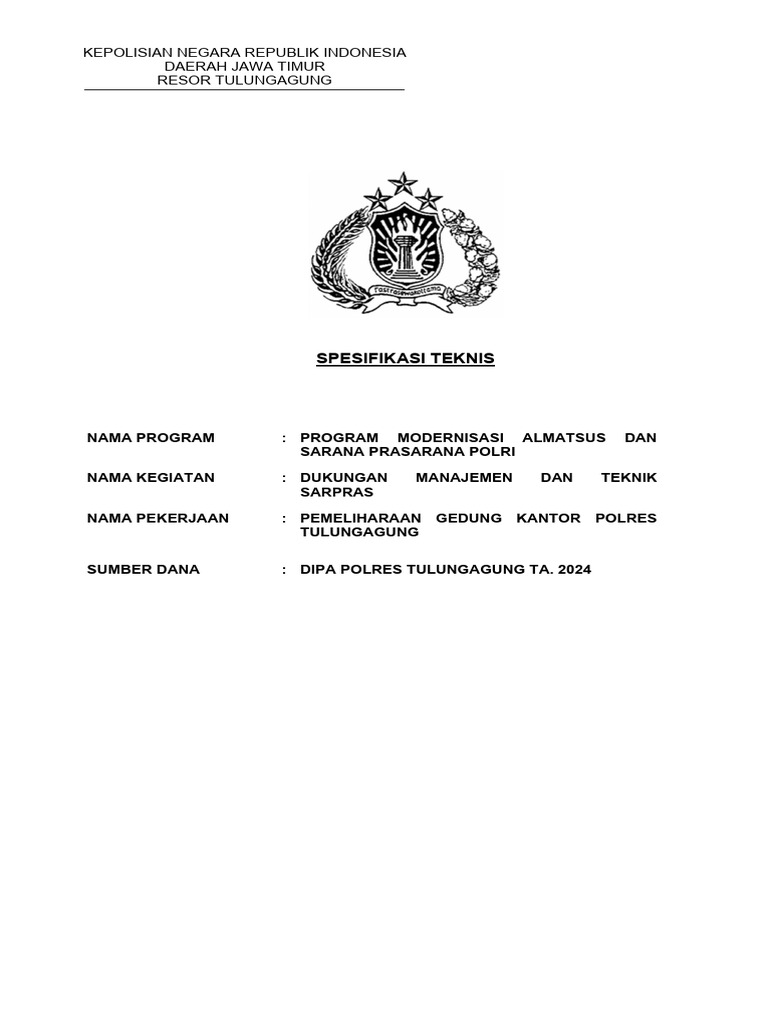 Spesifikasi Teknis Har Gedung Polres | PDF | Teknologi & Rekayasa