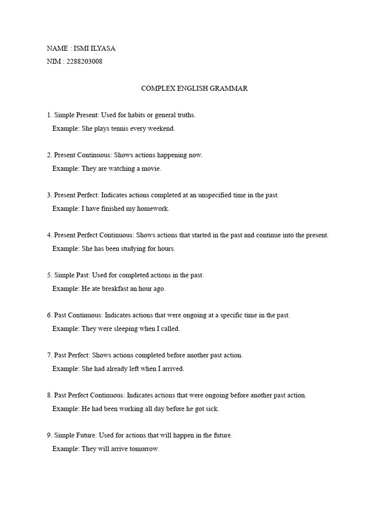 Complex English Grammar | PDF | Language Arts & Discipline